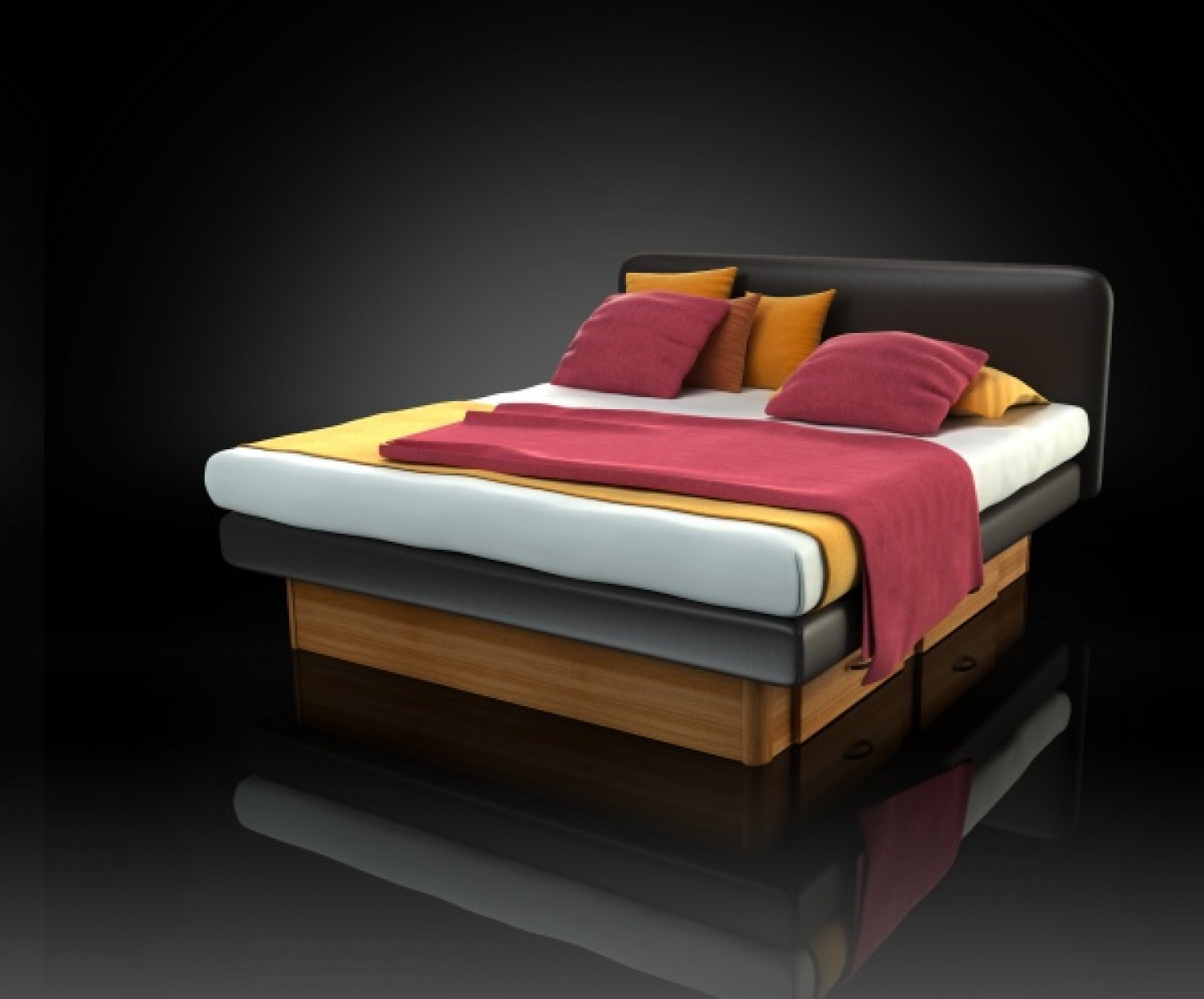 Akva Waterbed Soft side Deco Premium Model include Bedframe Headboard