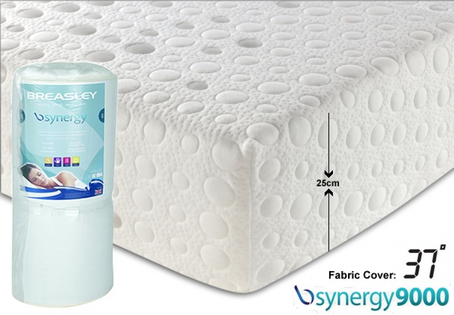 Breasley Synergy 9000 I-Plus Memory Foam 37? Fabric Cover Mattress on