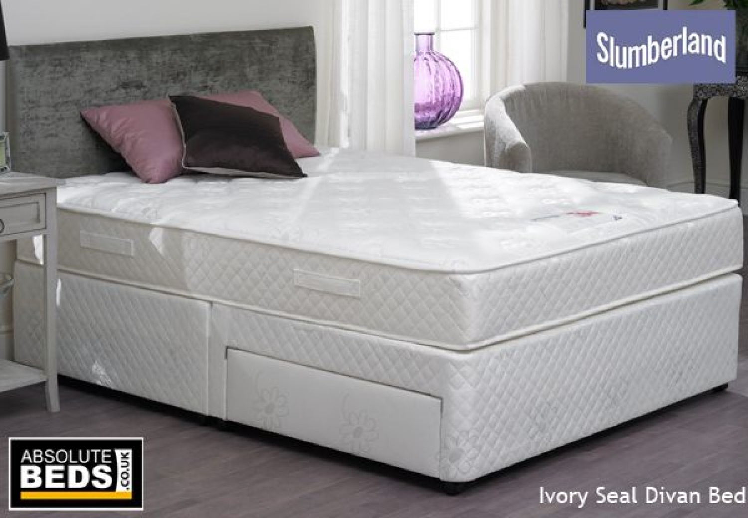 Slumberland Postureflex Ivory Seal Divan Bed Set Only. Headboard, Furn
